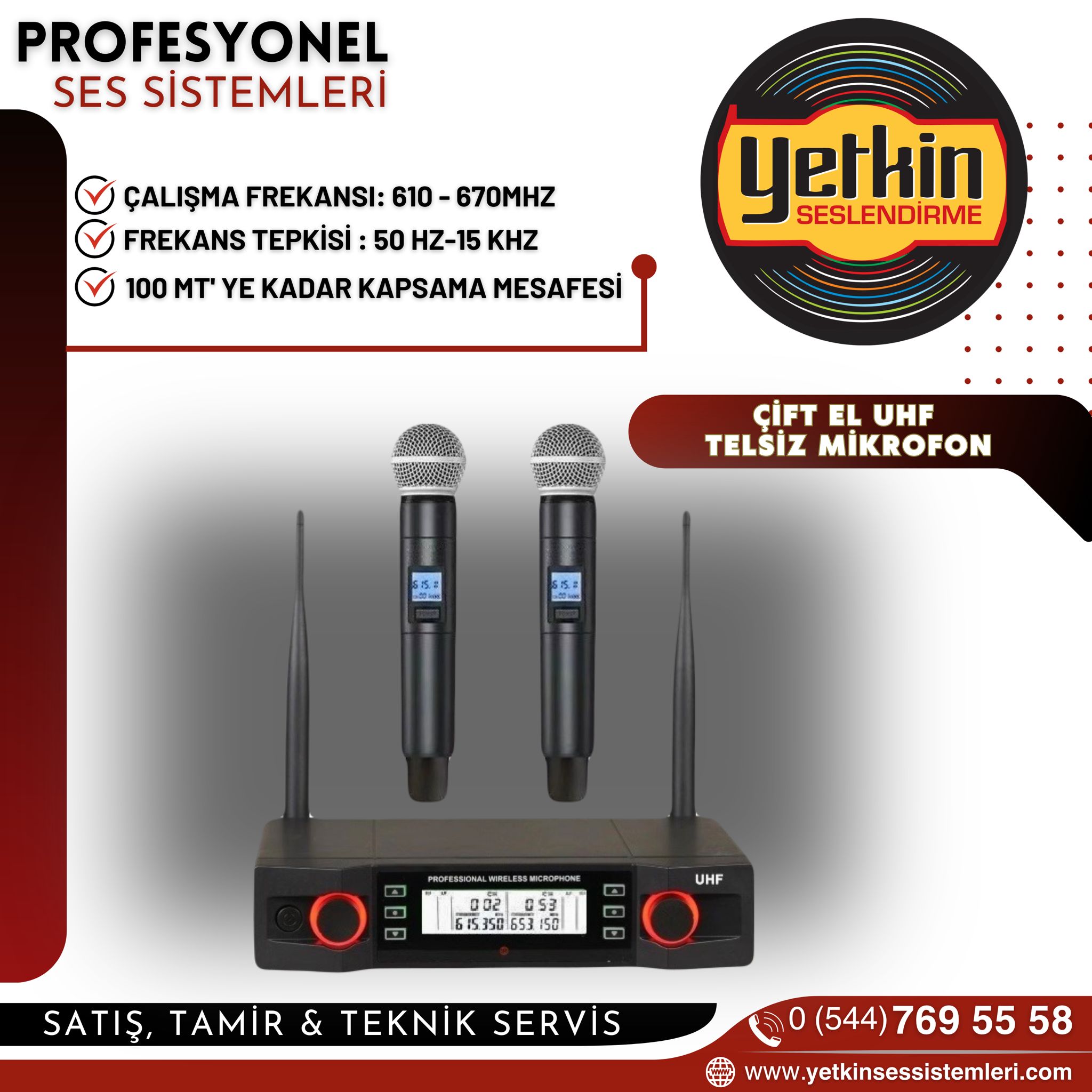 Çift el uhf telsiz mikrofon